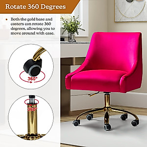 Carina Velvet Fabric Task Chair for Home Office with Soft Seat Swivel Wheels Adjustable Mid-Back Computer Desk Chair- Green