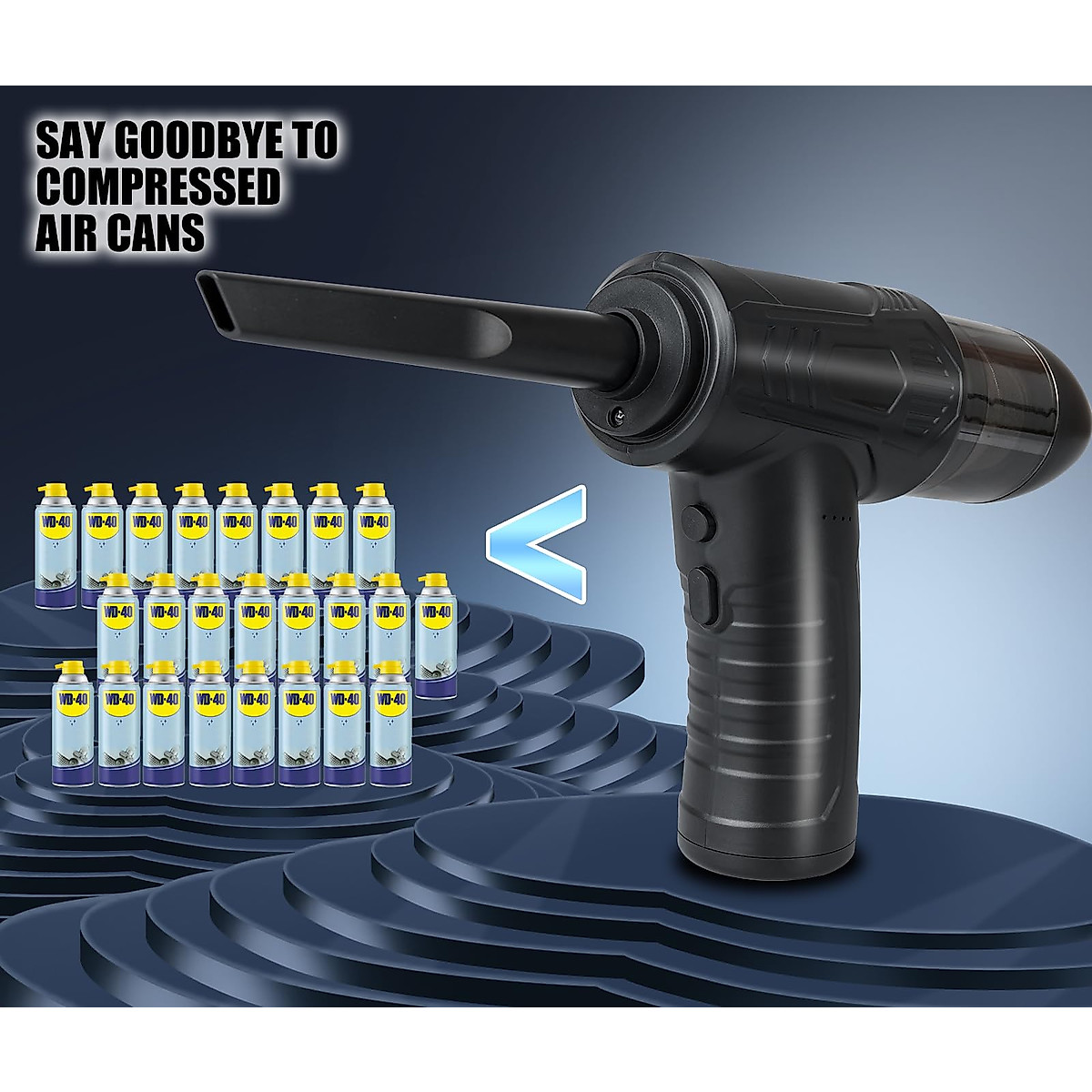 Bsteciar Compressed Air Duster, 3 in 1 Electric Air Duster/Mini Computer Vacuum/Inflat Swim Ring, Portable Handheld Air Blower for Keyboard, Car, Home, 3 Speeds