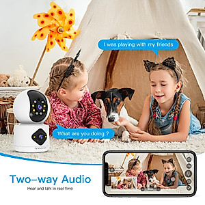 VSTARCAM Dual Lens Indoor Security Camera,5MP Pan Tilt Zoom WiFi Camera,Camera for Baby/Pet/Home with Color Night Vision,2-Way Audio,Human Auto Tracking,Indoor Camera Wireless with Phone App