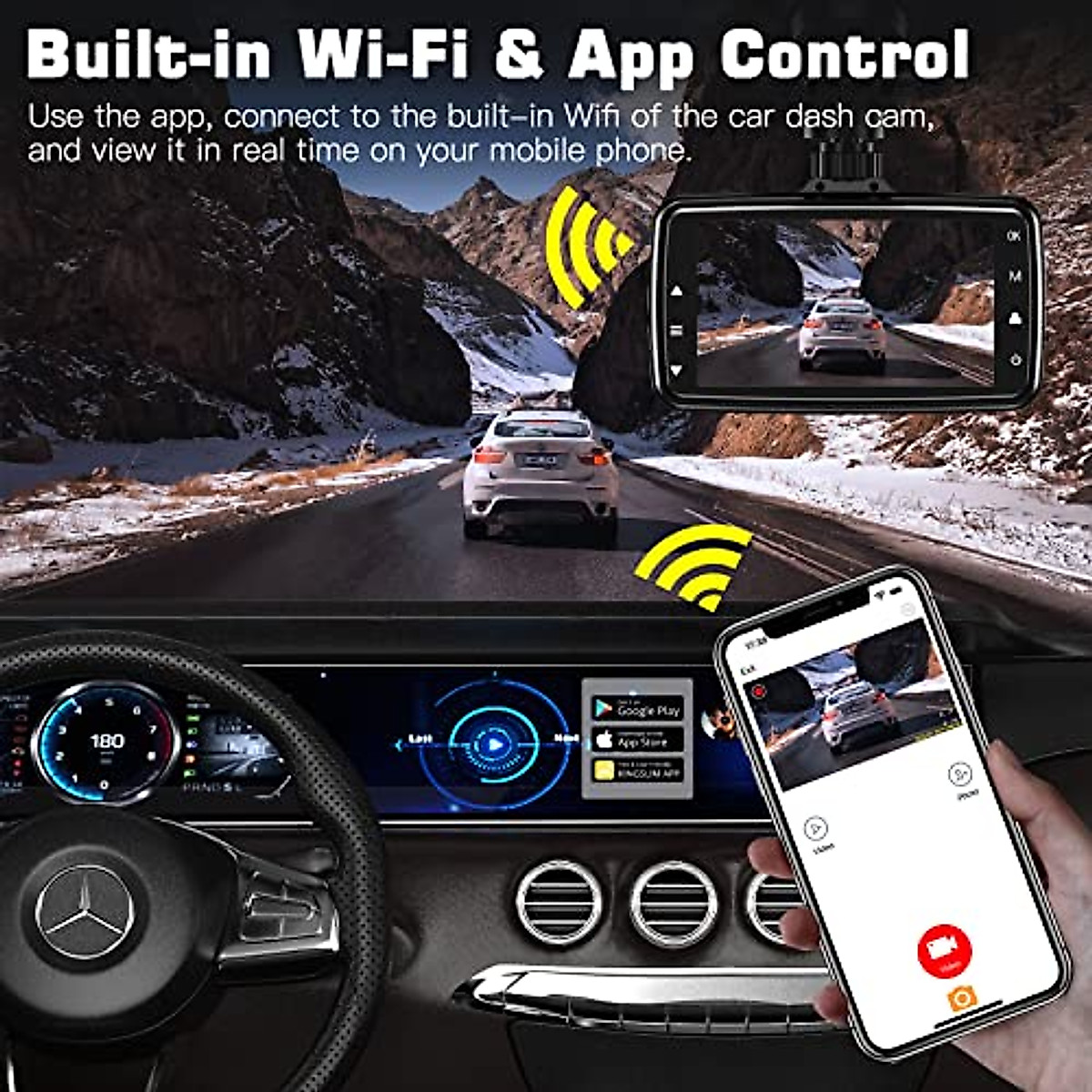 Dash Cam 4K, Dash Camera for Cars 2160P Dash Cam Front Car Camera with WiFi/App Dash Cam for Trucks Dashcams with Super Night Vision, Loop Recording, 24 Hours Parking Mode, G-Sensor, Support 512GB Max