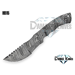 Premium Custom Handmade Damascus Steel Blank Blade Tracker for Knife Making - HB 15. Ideal for Knife Projects and Customization. Durable and Versatile Blank Blade for Knife Making Enthusiasts.