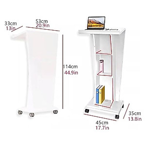 Floor Standing Podium Church Lecterns Simple Podium Stand Easy to Assemble Pulpits with Casters and Storage Space Lecterns