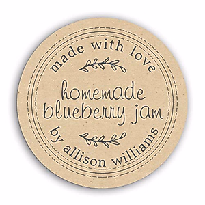 Personalized Customized Labels Tags,Customizable Stickers Rustic Homemade Blueberry Jam Canning Kraft Paper Classic Round Sticker for Business Custom Made Stickers, 100 Stickers2X2"