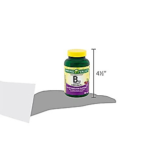 Vitamin B12, Supports Energy Metabolism. Includes Luall Fridge Magnetic + Spring Valley Vitamin B12 Quick-Dissolve Tablets Dietary Supplement (2,500 mcg, Cherry Flavor, 120 Tablets)