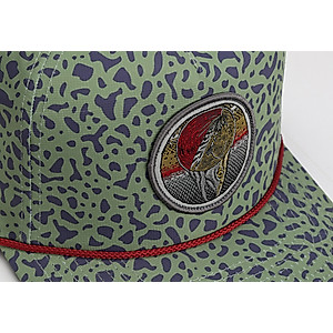 Dead Drift Fly Fishing Patch 5-Panel Vintage Trucker Rope Cap, Fly Fishing Cap (Olive Fish Skin)