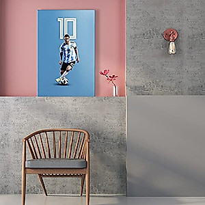 Yasswete Soccer Superstar Lionel Messi Poster for Room Motivational Football Star Canvas Wall Art Sports Themed Wall Decor for Boys Bedroom Livingroom Fans Gift 16x24 Inch Unframed