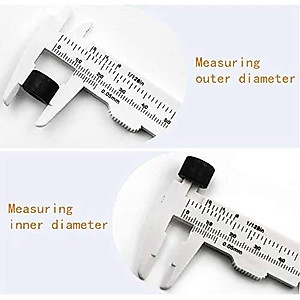 4pcs 0-80mm Double Rule Scale Plastic Vernier Caliper Measuring Student Mini Tool Ruler（White/Blue/Black/red）