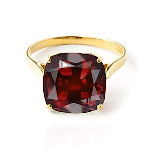 Galaxy Gold GG 14k Solid Yellow Gold Ring with Natural Checkerboard Cut Garnet - Size 7.0