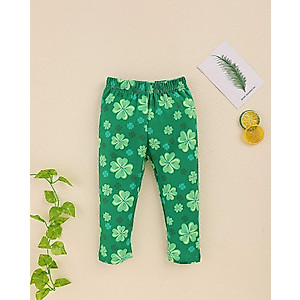 bilison Toddler Baby Girls St.Patrick's Day Clothes Long Sleeve Ruffle Dress Top and Pant With Headband Todder Girl 2Pcs Outfit Sets