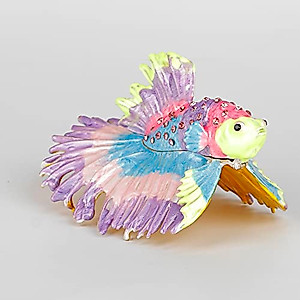 SEVENBEES Tropical Fish Figurines Collectibles Jewelry Boxes Hinged Trinket Box for Women