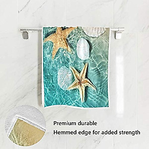 Wamika Beach Summer Hand Towels Seashells Starfishs Face Towel Ocean Sea Soft Thin Guest Towel Portable Kitchen Tea Towels Dish Washcloths Bath Decorations Housewarming Gifts 16 X 30 in