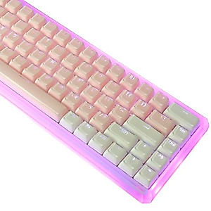 COTAIWA Crystal Keycaps,Ice Crystal Keycap，ABS Jelly Key caps Set for 61 68 104 Mechanical Gaming Keyboard Cherry Profile English Layout(Pink with White)