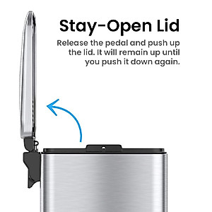 iTouchless SoftStep 1.3 Gallon Small Slim Bathroom Trash Can with Removable Inner Bucket & AbsorbX Odor Filter, Stainless Steel, 5 Liter Garbage Step Bin, Bathroom, Bedroom, Business Office Cubicle