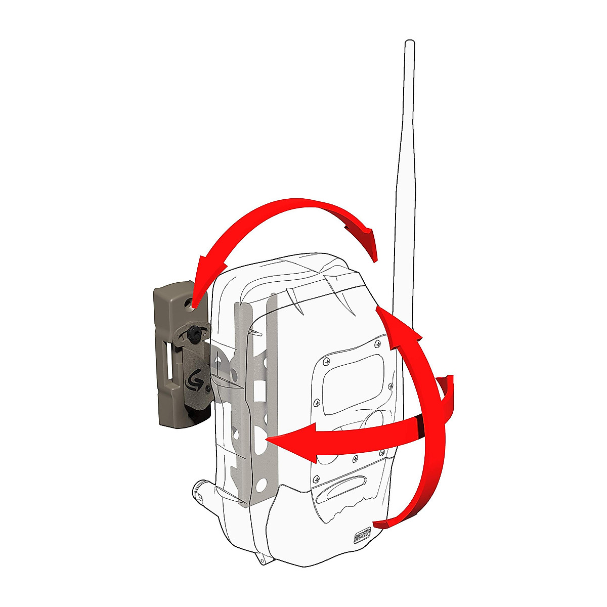 Cuddeback Genius Pan Tilt Lock Mount includes Universal Adapter and Mounting Screws