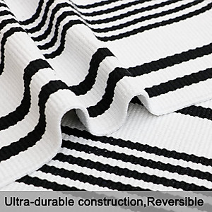 Black and White Striped Outdoor Rug Front Porch Rug 27.5"x43" Cotton Hand-Woven Welcome Mats Layered Door Mats for Front Porch/Entryway/Laundry Room/Bedroom/Outdoor (27.5"x43")
