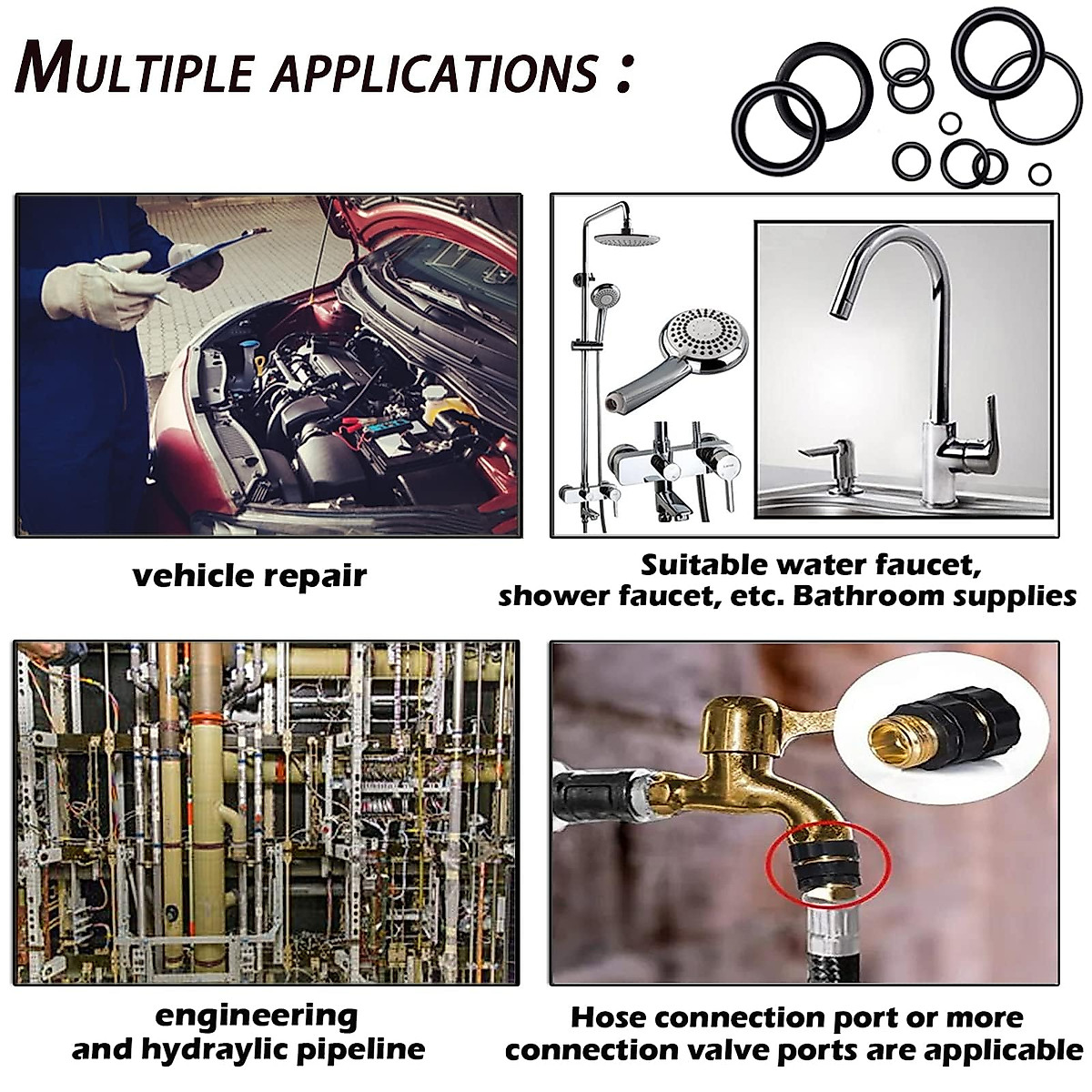 ZDBB 32 Size 1540 Pcs O Rings Assortment Kit Metric Nitrile Rubber Oring Set with 4 Pick for Automotive Faucet Pressure Washer Plumbing Air or Gas Repair OD 4mm-50mm