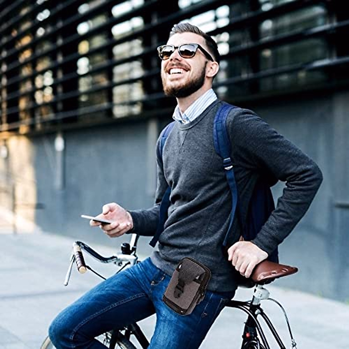 Phooyeejoon Universal Belt Cell Phone Holster, Belt Clip Phone Cover Utility Phone Waist Belt Bag Hip Wallet Pouch for 7'' Smartphone, Nylon Canvas Construction