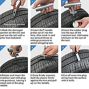 CKAuto Universal Tire Repair Kit, Heavy Duty Car Emergency Tool Kit for Flat Tire Puncture Repair, 36 Pcs Value Pack, Tire Plug Kit fit for Autos, Cars, Motorcycles, Trucks, RVs, etc.