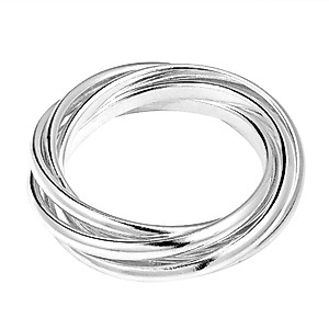 AeraVida Interconnected Puzzle 5 Band .925 Sterling Silver Ring | Classic Wedding Rings For Women | Trendy Comfort Fit Silver Rings for Women | Couple Unisex Ring | Sterling Silver Rings Sizes (10)