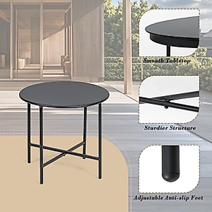 Athena Collection 3-Piece Patio Conversation Set, All-Weather Rattan Acapulco Chair and Round Table Set Bistro Set Indoor Outdoor Seating Furniture Set for Balcony, Pool, Garden, Backyard, Black