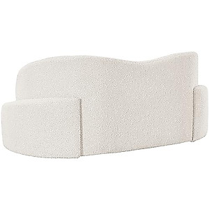 Meridian Furniture 108Cream-L Principessa Collection Modern | Contemporary Loveseat with Rich Cream Boucle Fabric, Curved Seat and Back, 68" W x 35" D x 29" H, Cream