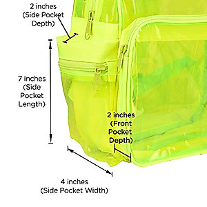 DALIX Small Transparent Clear Backpack in Neon Yellow