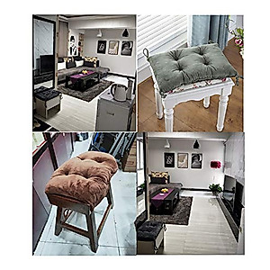 JINGXIN Crystal Velvet Fabric Chair Pad Rectangle Stool Cushion Students Seat Pad,with Ties - 11.8 x 17.7 inch,Pine Green