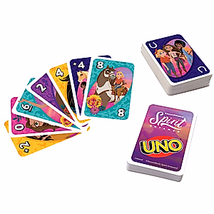 Mattel Games UNO DreamWorks Spirit Untamed Matching Card Game Featuring 112 Cards with Movie-Themed Graphics, Game Night, Kids Toy Ages 7 Years & Older