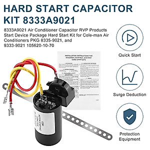 8333A9021 Air Conditioner Hard Start Kit AC Hard Start Kit,Start the AC Smoothly by Fetechmate Replacement 8333A9021 PKG 8335-9021 9333-9021 105620-10-70 Capacitor Hard Start Kit