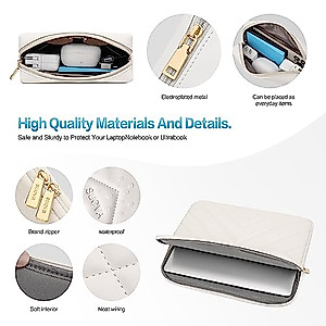 SUOVA Laptop Sleeve, Compatible with MacBook Air Series and MacBook Pro 13/14 Series,Soft Laptop Cover Specially Designed for 13-14 inch Notebook, Rice White…