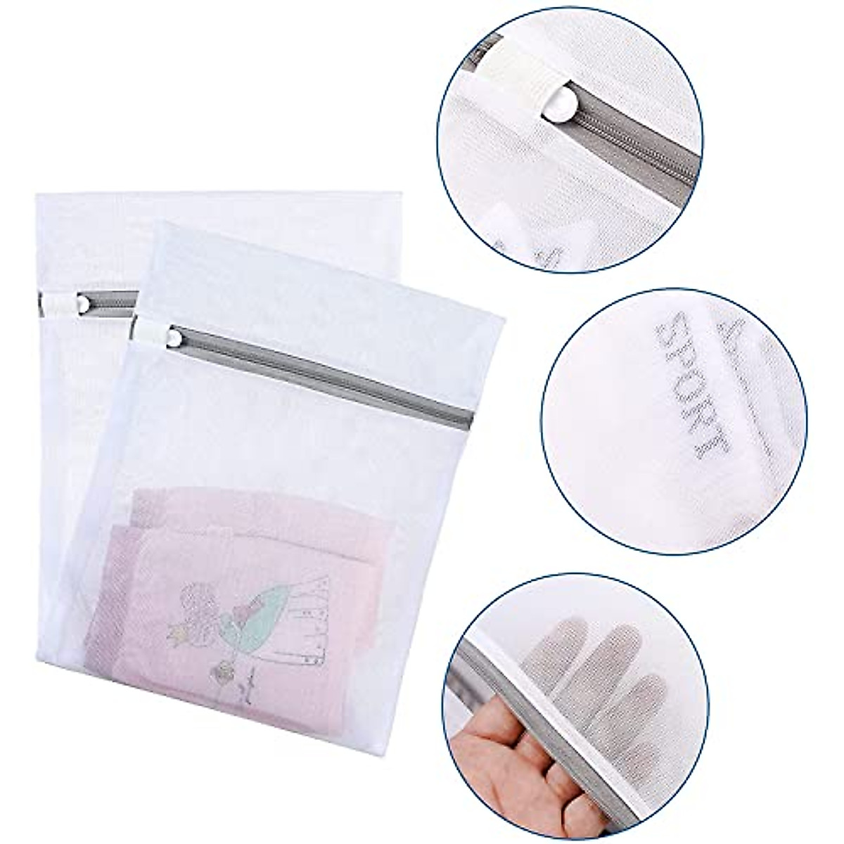 Mesh Laundry Bag - 3 Pack Durable and Reusable Wash Bag Travel Organization Bag for Garment, Socks, Underwear, Panties (9.5Inch x 12 Inch)