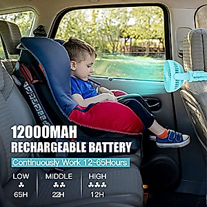 Portable Stroller Fan, Use As Power Bank, 65H 12000mAh Battery Operated Fan Flexible Tripod Baby Car Seat Fan, Personal Mini Handheld/Desk/Small Clip On Fans For Stroller, Carseat, Beach, Bed, Camping