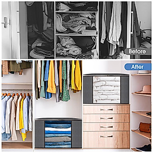 AIOR 4 Pack Clothes Storage Bags, Foldable Fabric Blanket Storage Bag, Storage Containers for Organizing, Clothing, Comforter, Sweater, Bedding, Bedroom, Pillows and Organization and Storage (Gray)