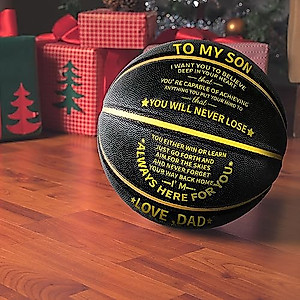 JOINOW Personalized Outdoor Basketball Christmas Basketball Gifts Leather Basketball 29.5 Inch Indoor Basketball Engraved Basketball Birthday Graduation - You Never Lose You Either Learn Or Win