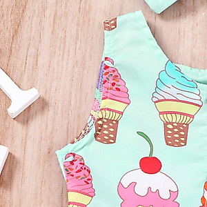 YOUNGER TREE Toddler Dresses Lemon Baby Girls Pineapple Fruit Dress Outfit Summer Girl Dress Spring Sundress (Ice Cream, 2-3 Years)