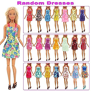 BM 41 Pieces Doll Clothes and Accessories for 11.5 Inch Girl Doll Include 15 Pcs Party Floral Dresses, 10 Pcs Shoes, 5 Pcs Bags, 11 Pcs Different Doll Accessories