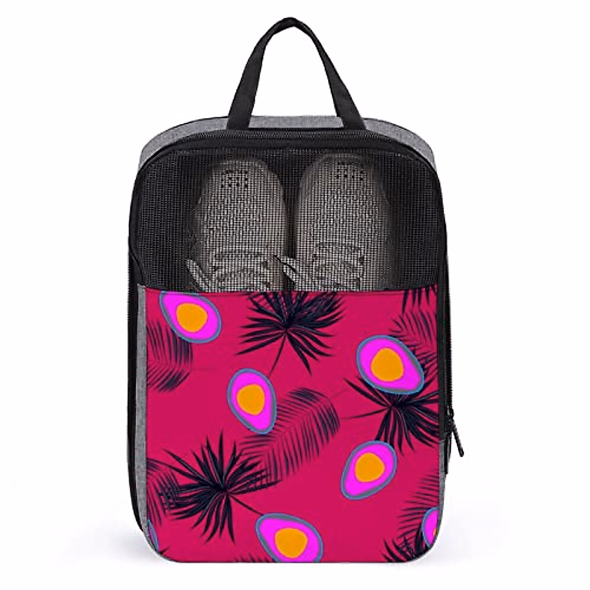 Frcavbin Tropical Avocado And Leaves Travel Shoe Bag Shoes Carrier with Handle and Zipper Foldable Shoe Puches Organizer for Home storage School starts