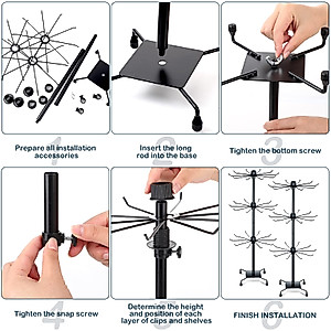 BBTO 2 Pcs Rotating Display Stand Jewelry Display Rack with Hooks Metal Earrings Stand for Vendors Necklace Bracelet Selling(Black,28.35 x 11.81 Inch)