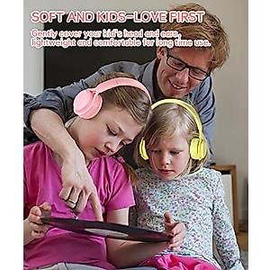 scorking Kids Bluetooth Headphones, Wireless Headphones for Kids with Built-in Microphone, Over Ear Kids Headphones Wireless Foldable Stereo AUX 3.5mm for Boys Girls School Smartphone iPad Tablet