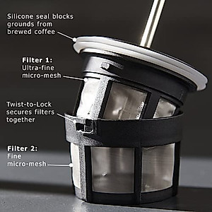 ESPRO P0 Ultralight French Press - Double Walled Stainless Steel Vacuum Insulated Coffee and Tea Maker, 16 Ounce, Matte Meteorite Black