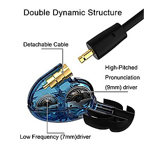 LAFITEAR Wired Sport Over-Ear Earphones, Earhook Earbuds w/Noise Isolating Volume Control Mic for Running, Workout, Gym, Blue