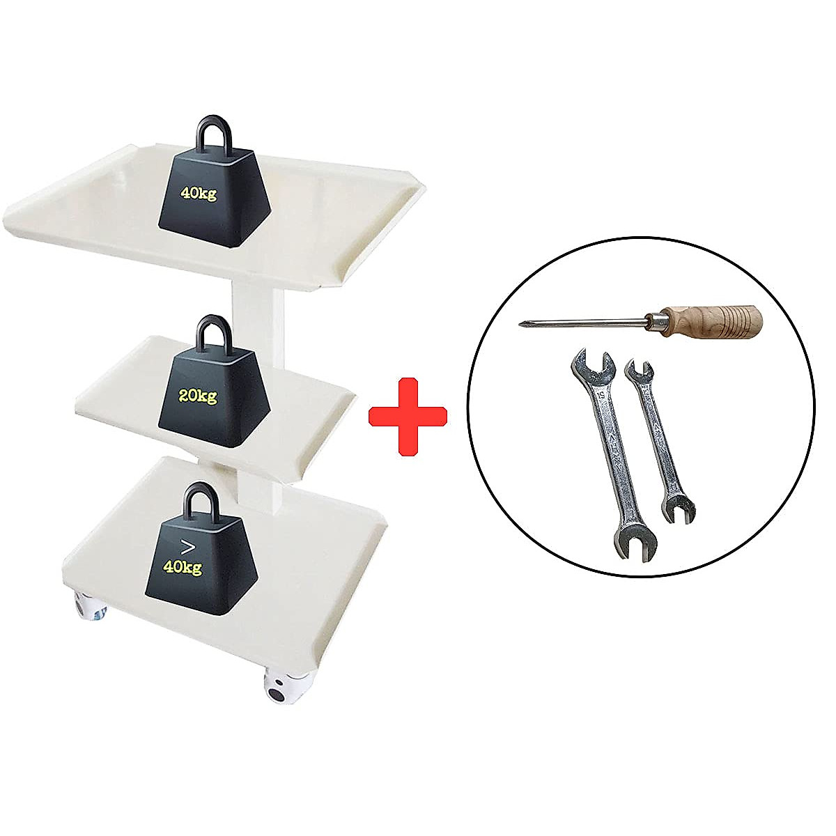 PreAsion Dentist Cart Multi-Function Mobile All High-Carbon Steel 3 Layers Trolley Weigh- Scale 40-70kg with Brake Wheels for Dental Hospital Nurse Emergency Lab