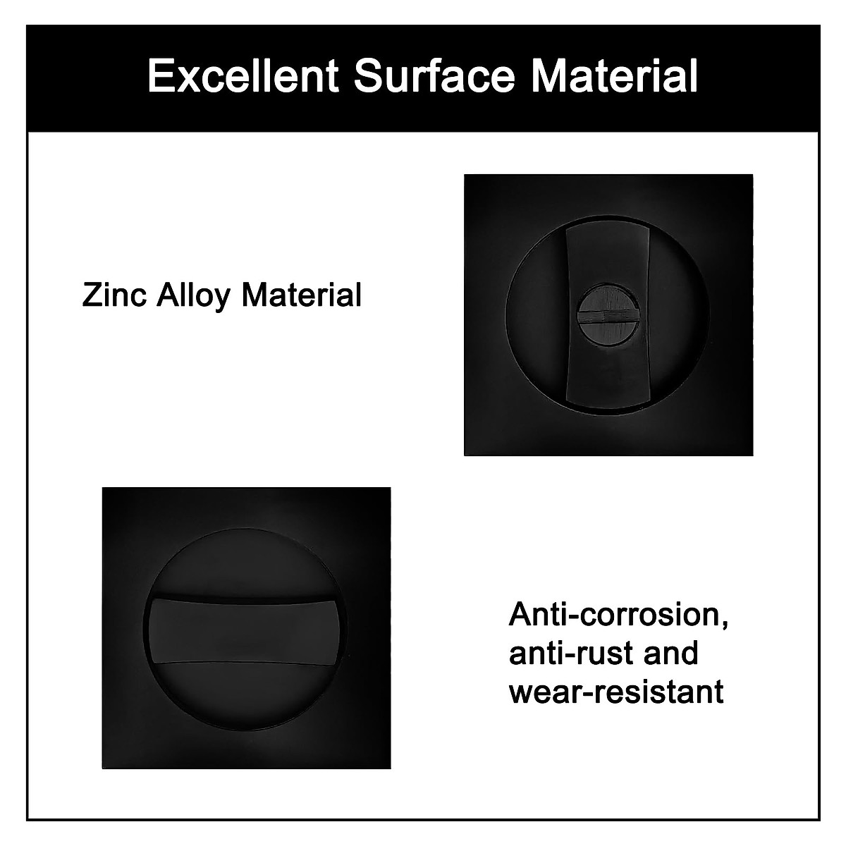 Pocket Door Lock,Privacy Door Hardware Suitable for Bathroom Bedroom etc Recessed 2 Sided, 2 3/8" Backset, Invisible Hardware for 1 3/8” to 2 3/16” Thickness Door (Black-Privacy)