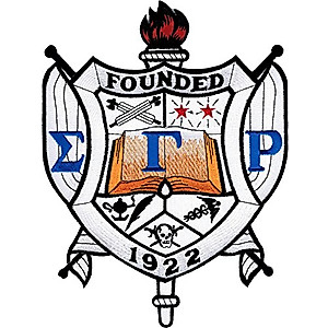 Sigma Gamma Rho Crest Embroidered Iron-On Patch [White - 10"]