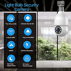 CAMBLINK 2.4GHz WiFi Light Bulb Security Camera,1080P Light Socket Camera, Outdoor Indoor Wireless Security Camera,Full Color Night Vision, TwoWay Dialogue,Motion Tracking,Alexa Support 2PCS…