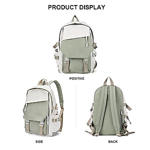 coowoz School Bag Lightweight Casual Daypack College Laptop Backpack for Men Women Water Resistant Travel Rucksack for Sports High School Middle Bookbag for girls(Gray Green white)
