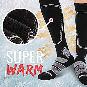 devembr Merino Wool Ski Socks for Men and Women, High Performance Snowboard socks - Size M, Black