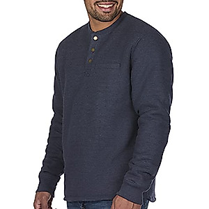 Coleman Long-Sleeve Sherpa Lined Waffle Henley Shirts for Men (Indigo Heather, Large)