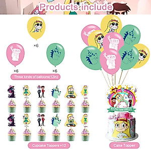 32Pcs Star vs. the Forces of Evil Birthday Party Decorations,Party Supply Set for Kids with 1 Happy Birthday Banner Garland , 13 Cupcake Toppers,18 Balloons for Party Supplies