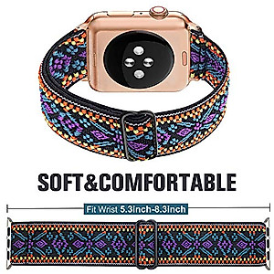 Dsytom 3 Pack Elastic Band Compatible with Apple Watch Bands 38mm 41mm 40mm 42mm 44mm 45mm, Adjustable Stretchy Nylon bands for iWatch Series Ultra 8/7/6/5/4/3/2/1 SE Strap for Women